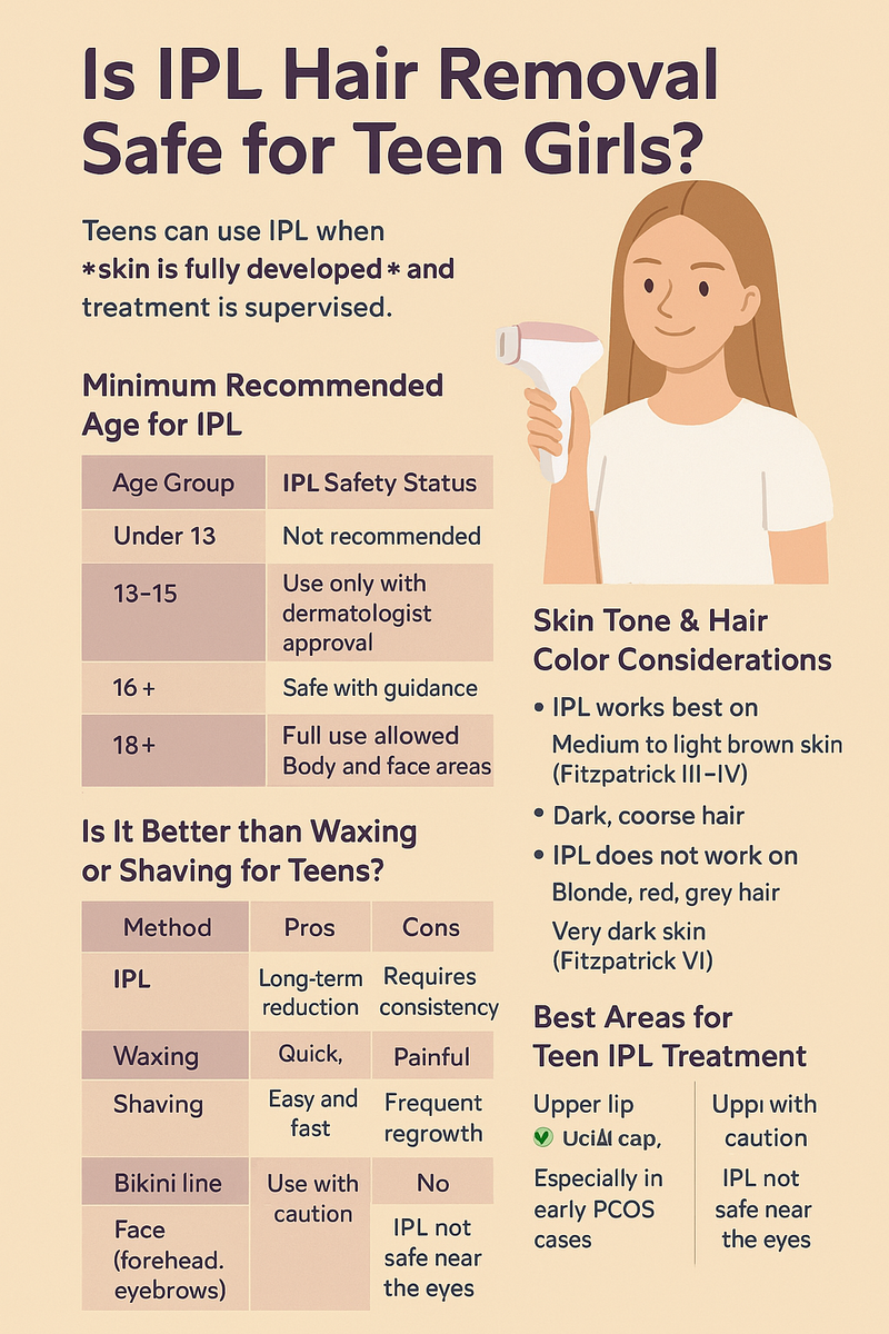 Is IPL Hair Removal Safe for Teen Girls? Age, Areas &, Safety Tips ...